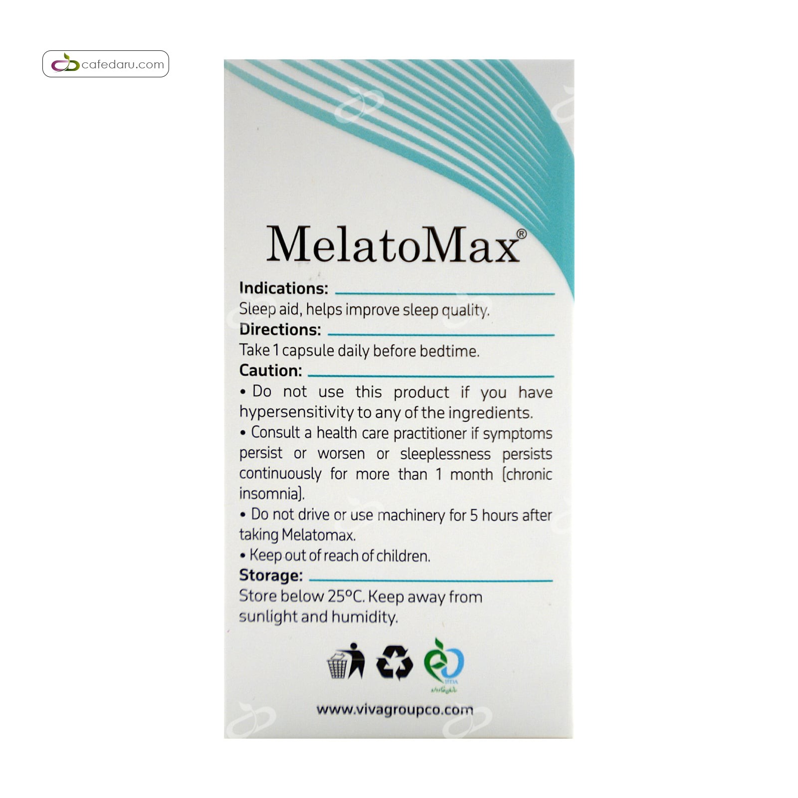 ملاتومکس (ملاتونین) هرباویوا 30 کپسول - کافه دارو- داروخانه آنلاین